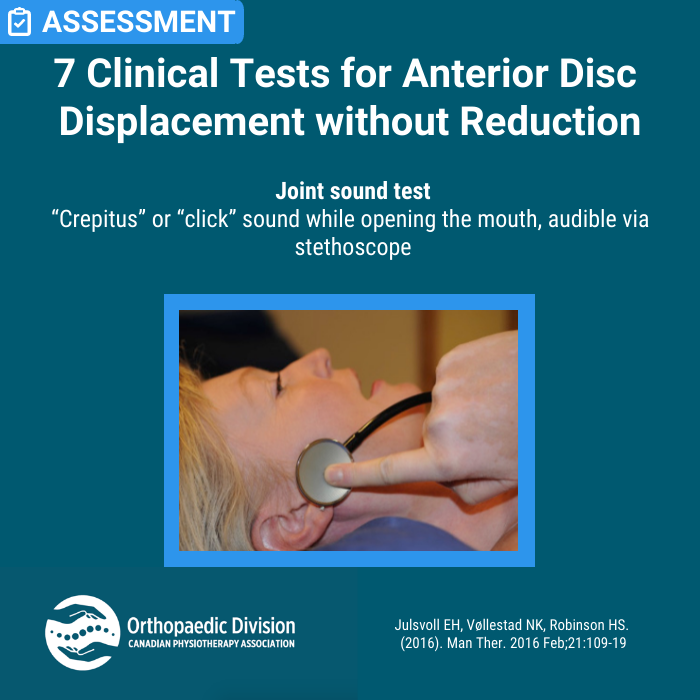 ASSESSMENT: 7 Clinical Tests for Anterior Disc Displacement without ...