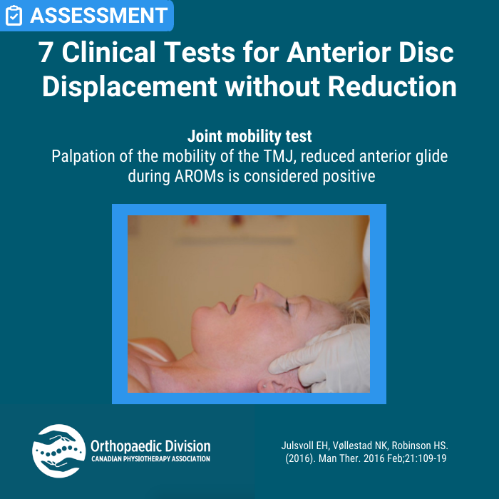 ASSESSMENT: 7 Clinical Tests for Anterior Disc Displacement without ...