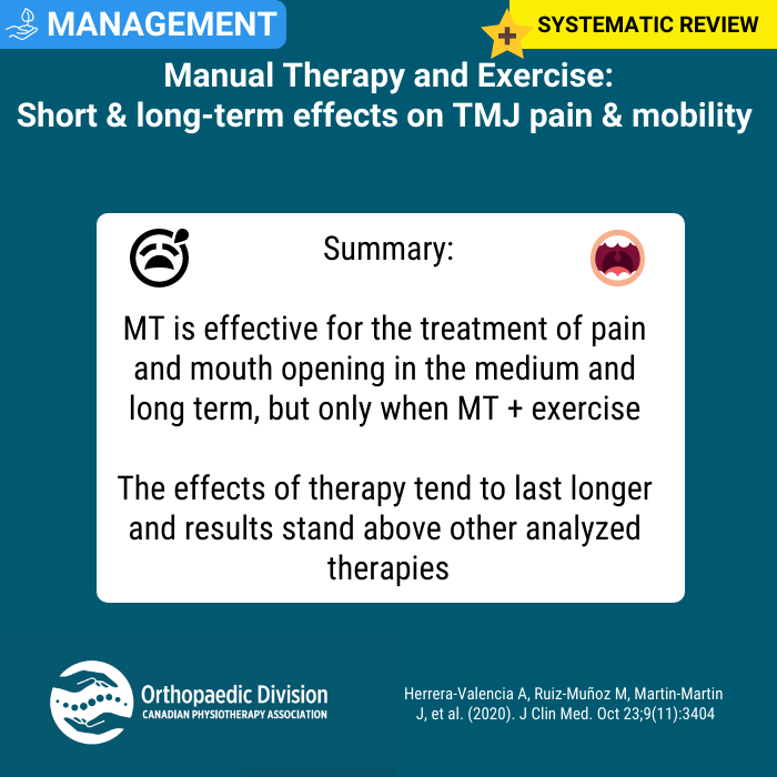 MANAGEMENT: Manual Therapy and Exercise: Short and long-term effects on ...